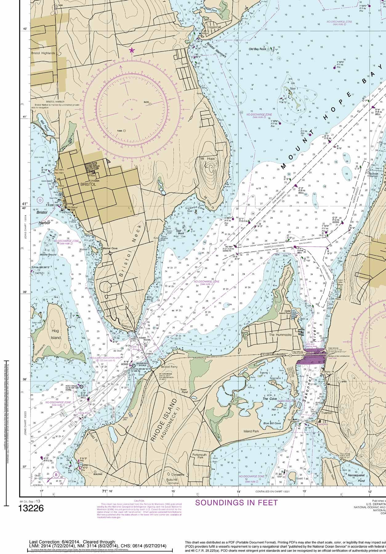 Mount Hope Bay, RI 2013 Nautical Map - Reprint Harbors 353 - 13226 Fall ...