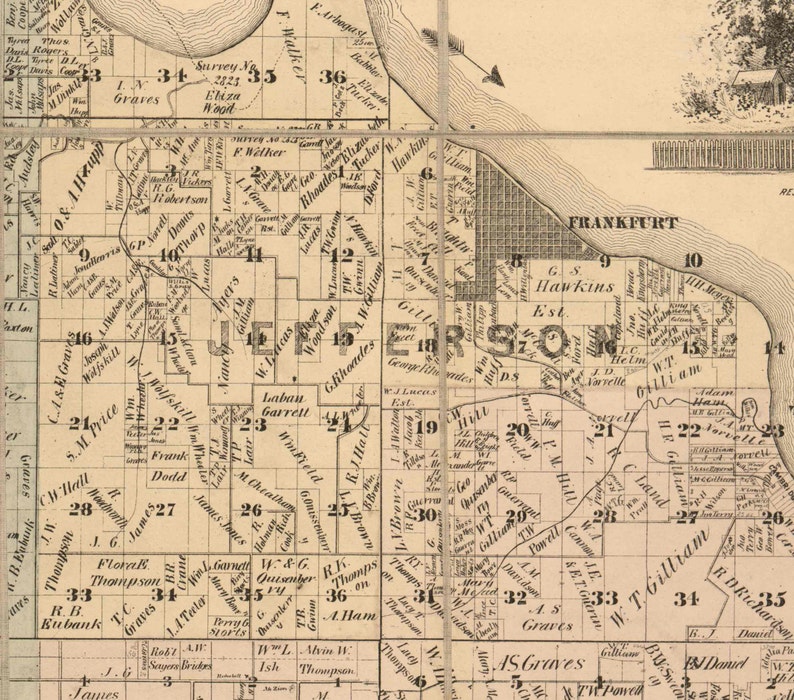 Saline County Missouri 1871 Old Wall Map With Landowner - Etsy
