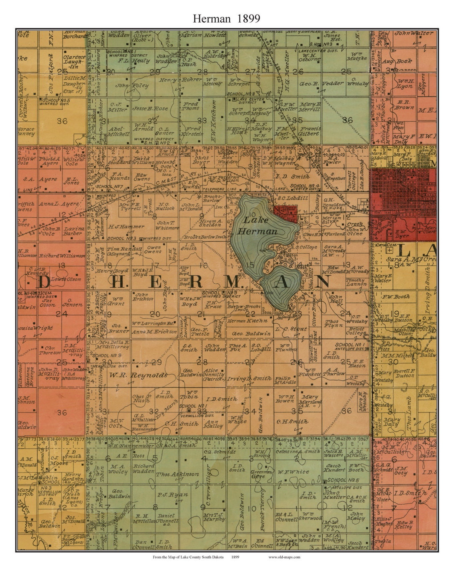 Herman 1899 Old Town Map With Homeowner Names South Dakota - Etsy