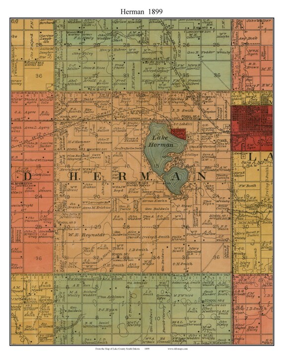 Herman 1899 Old Town Map With Homeowner Names South Dakota | Etsy