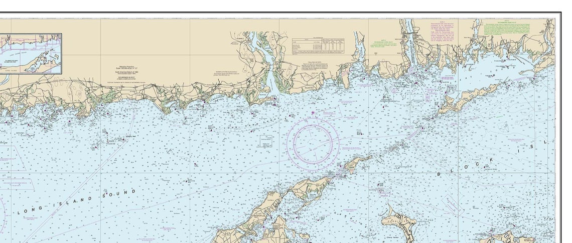 Long Island Sound (blue Water) - 2017 Nautical Map Connecticut - New ...