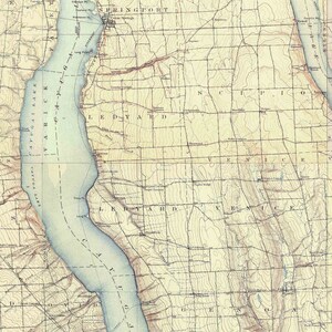Seneca & Cayuga Lakes - 1903 USGS Old Topographic Map Custom Composite ...