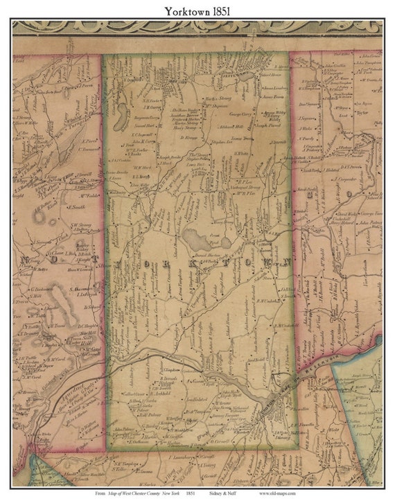 Yorktown 1851 Old Town Map with Homeowner Names New York | Etsy