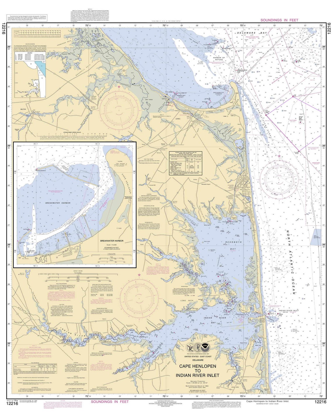 Cape Henlopen to Indian River Inlet 2008 Nautical Map - Etsy