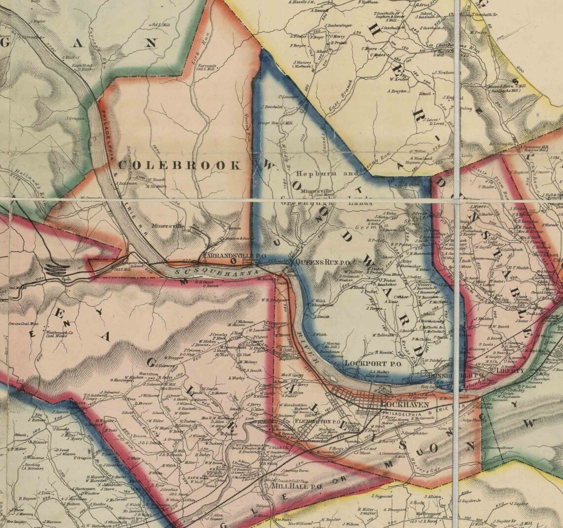 Clinton County Pennsylvania 1862 Old Wall Map with | Etsy