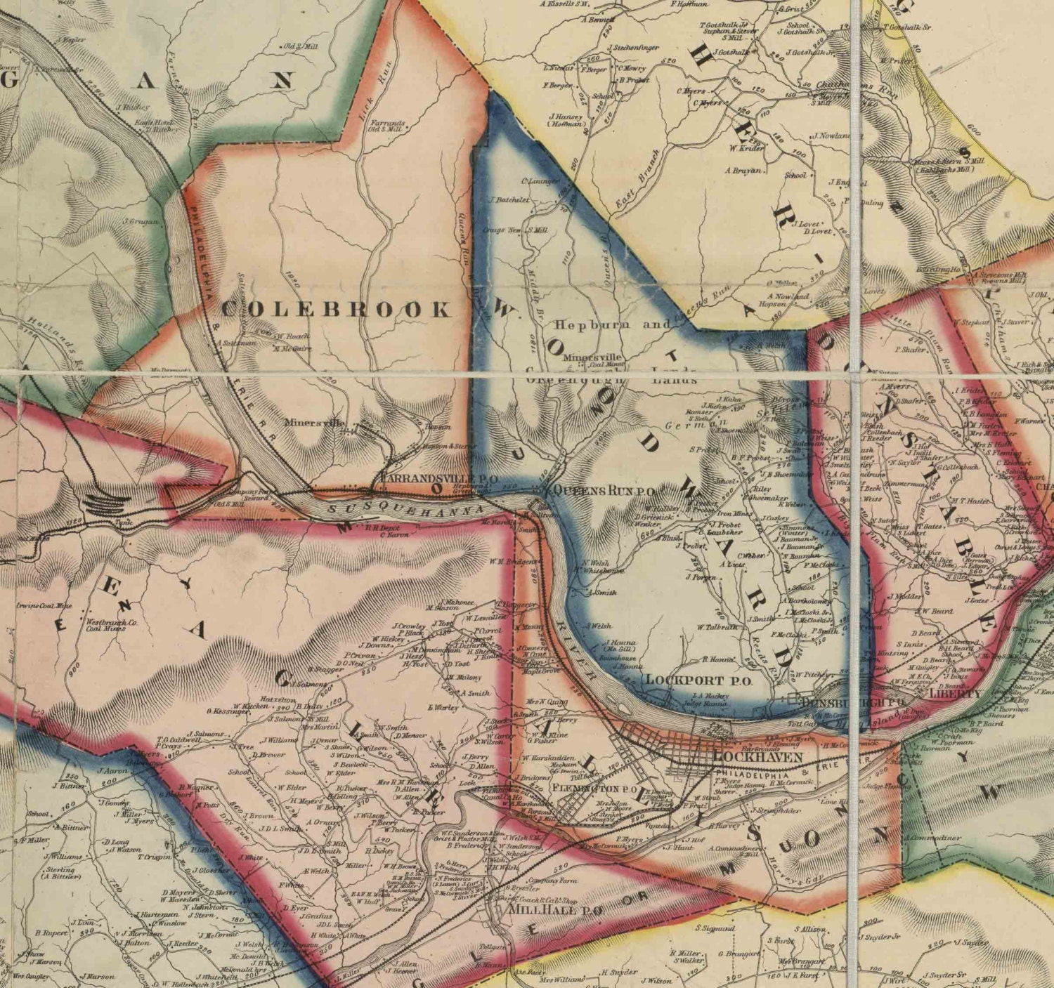 Clinton County Pennsylvania 1862 Old Wall Map with | Etsy