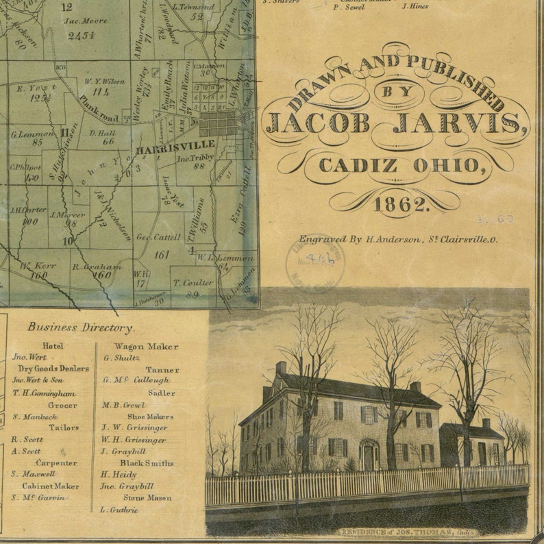 Harrison County Ohio 1862 Old Wall Map Reprint With - Etsy