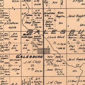 Traill County North Dakota 1900 - Old Wall Map With Landowner Names ...