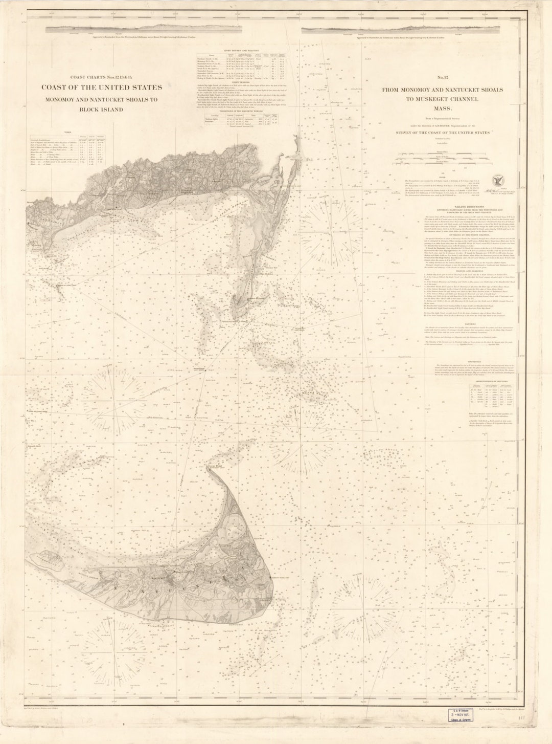 Monomoy & Nantucket Shoals to Muskeget Channel 1860 Nautical Map ...