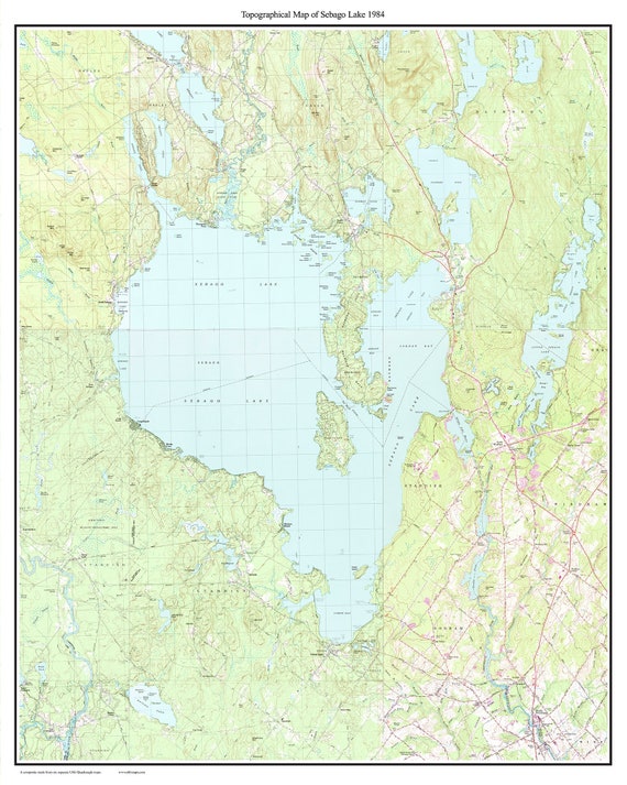 Sebago Lake 1984 Old Topographic Map USGS Custom Composite - Etsy
