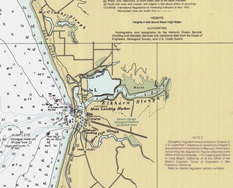Monterey Bay 1990 Nautical Map - PC Harbors 5403 Reprint California - Etsy