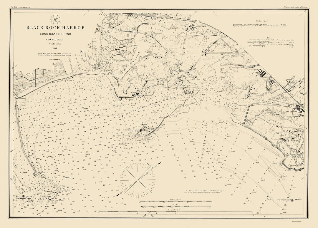 Black Rock Harbor, CT - 1884 Nautical Map - Reprint - AC Harbors 363 ...