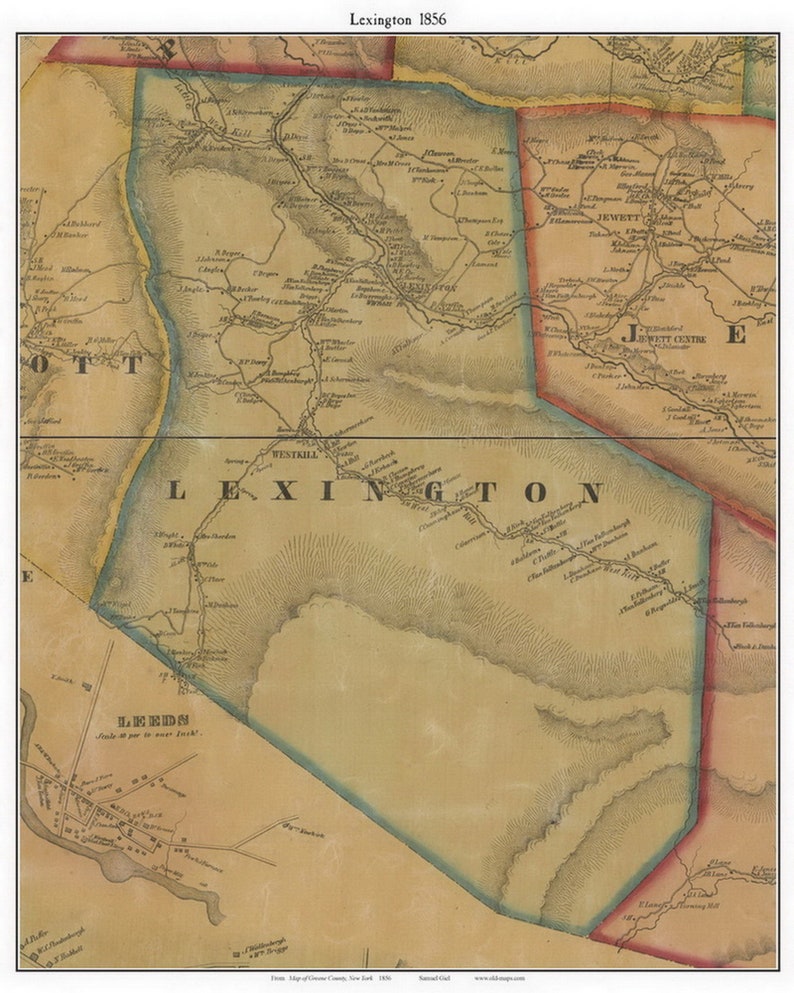Lexington 1856 Old Town Map With Homeowner Names New York West - Etsy