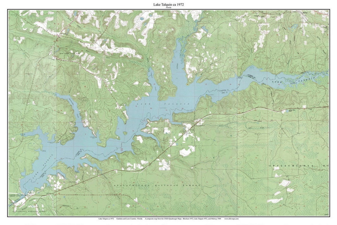 Lake Talquin 1972 - Old Topographic Map USGS Custom Composite Reprint ...