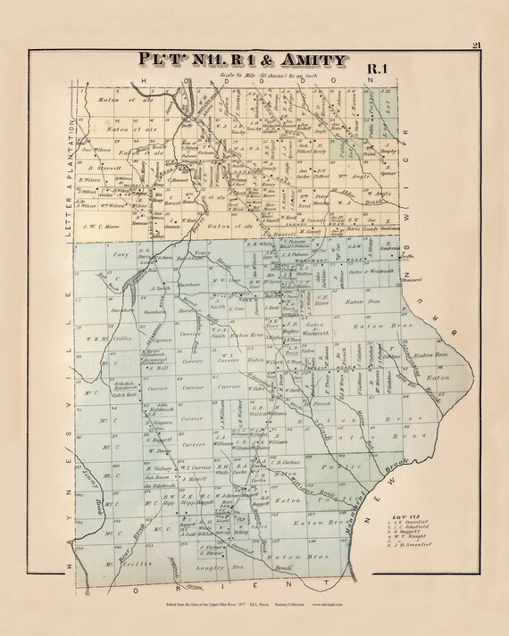 Amity & Plantation N11 R1 1877 Old Town Map Reprint | Etsy