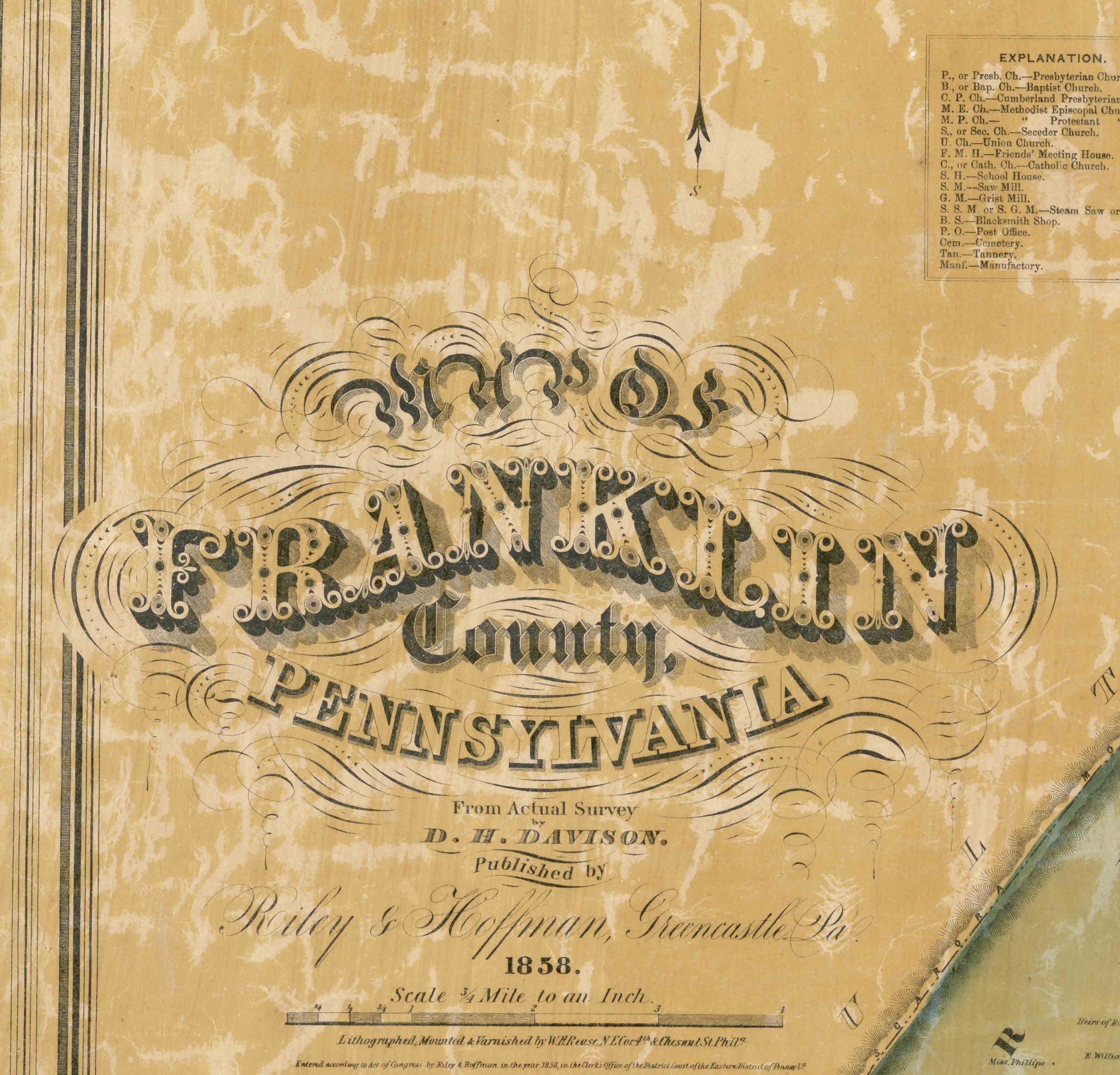Franklin County Pennsylvania 1858 - Copy 1 - Old Wall Map With ...