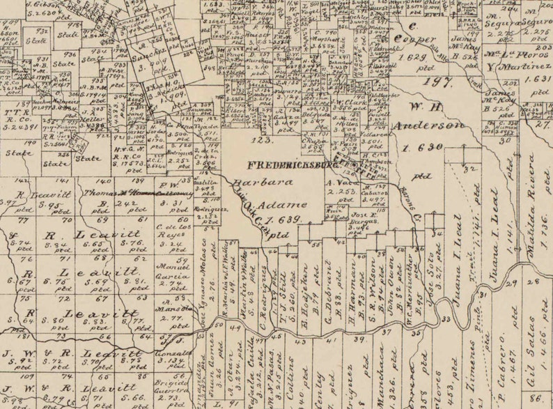 Gillespie County, Texas - 1879 - Old Wall Map Reprint With Land Owners ...