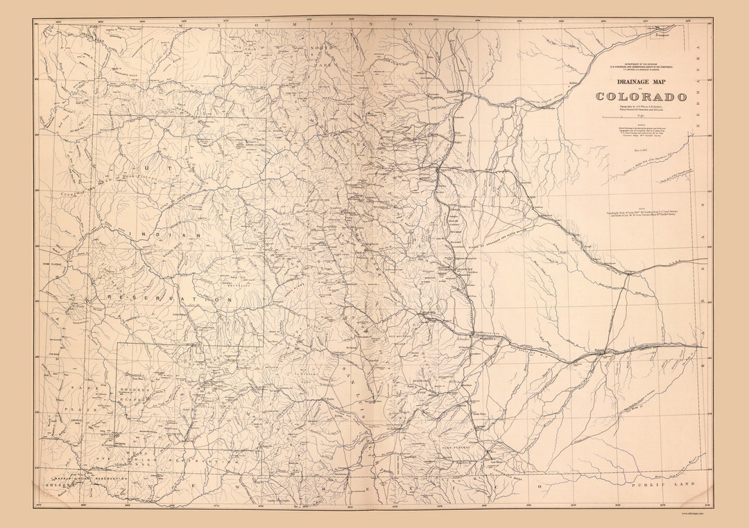 Colorado 1877 Drainage Old Map - F.V. Hayden Atlas - Etsy