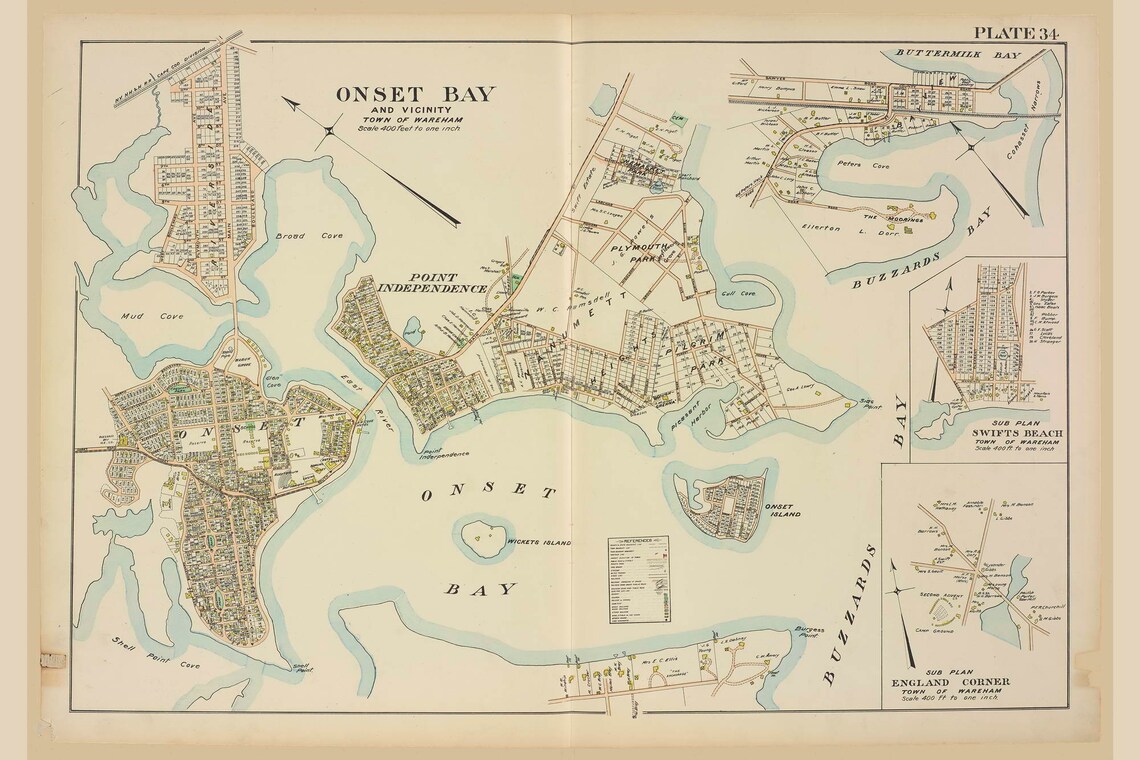 Onset Bay (wareham), Massachusetts 1903 Old Town Map Reprint, Point ...