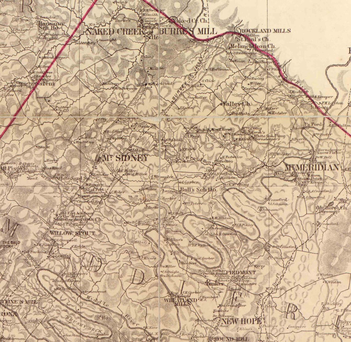 Augusta County Virginia 1870 Old Wall Map With Homeowner | Etsy