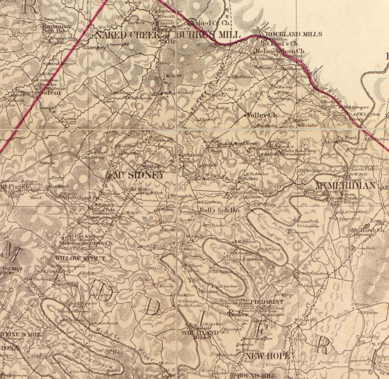 Augusta County Virginia 1870 Old Wall Map With Homeowner | Etsy