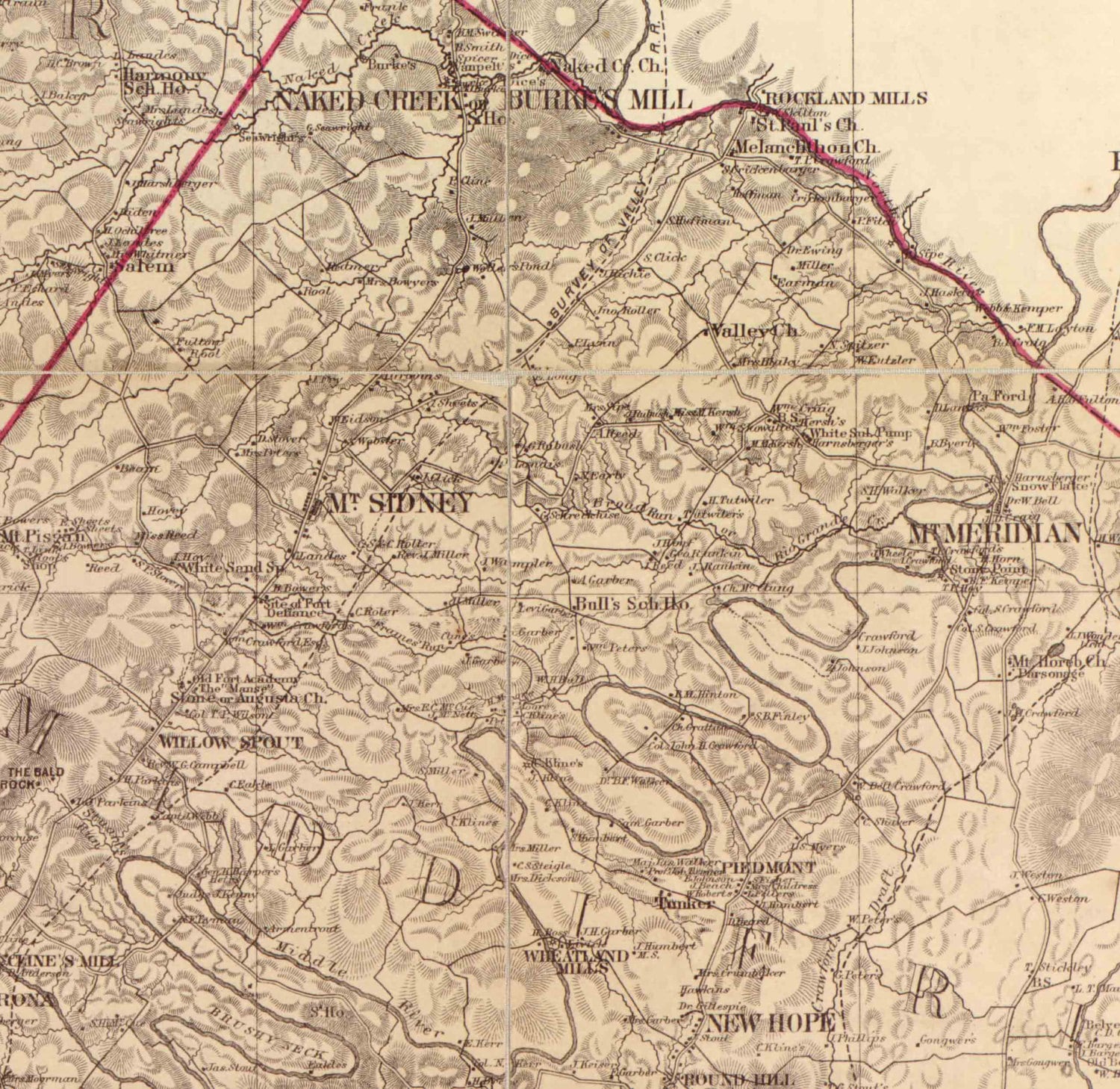 Augusta County Virginia 1870 Old Wall Map With Homeowner | Etsy