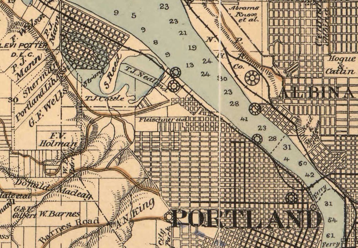Multnomah County Oregon 1889 Old Wall Map Reprint - Etsy