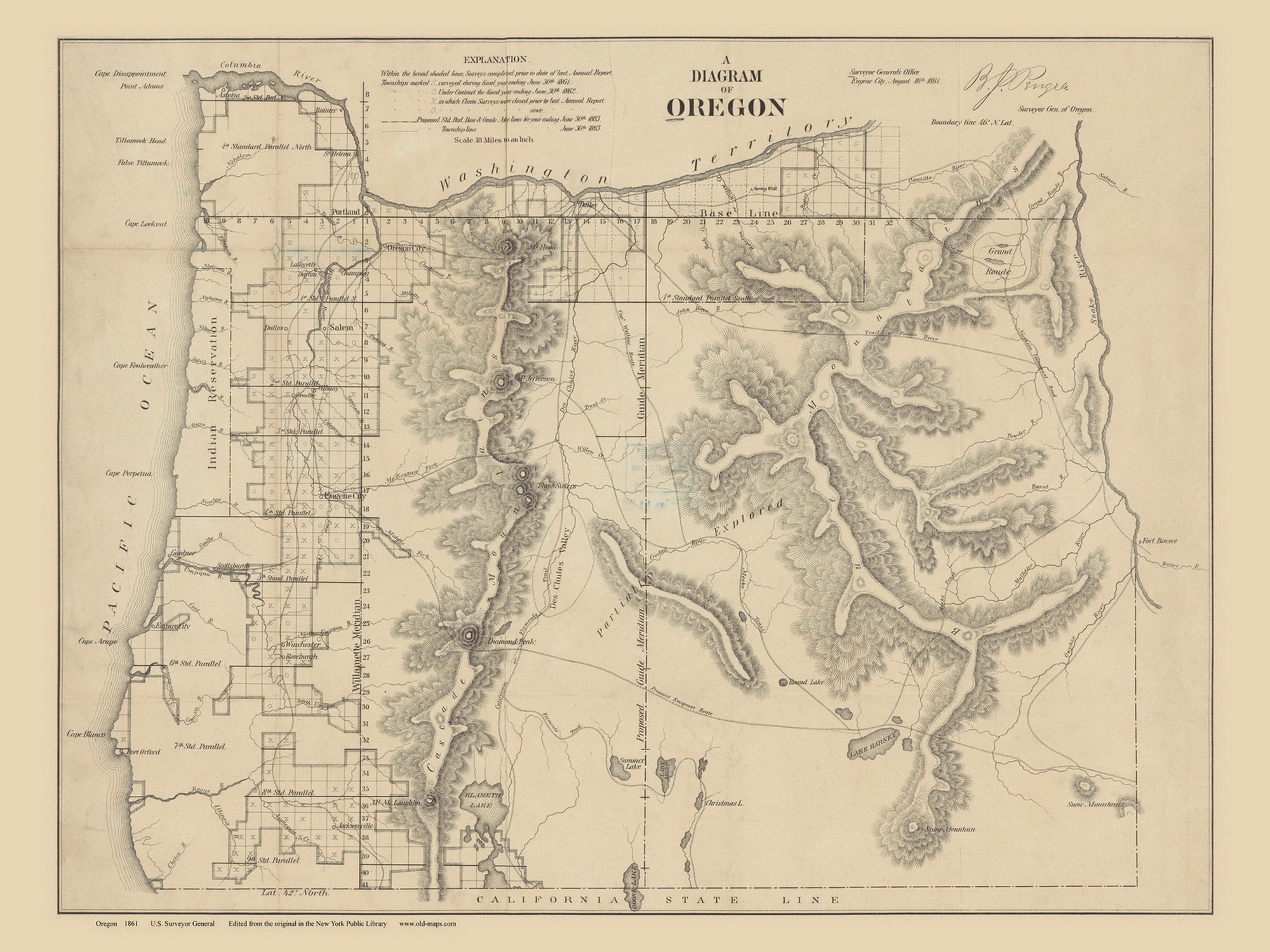 Oregon Territory 1861 Old Land Lots - State Map - Old Map Reprint - Etsy