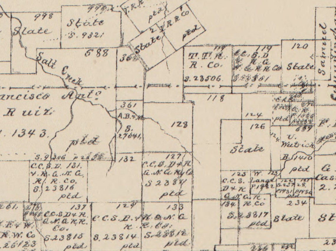 Gillespie County, Texas - 1879 - Old Wall Map Reprint With Land Owners ...
