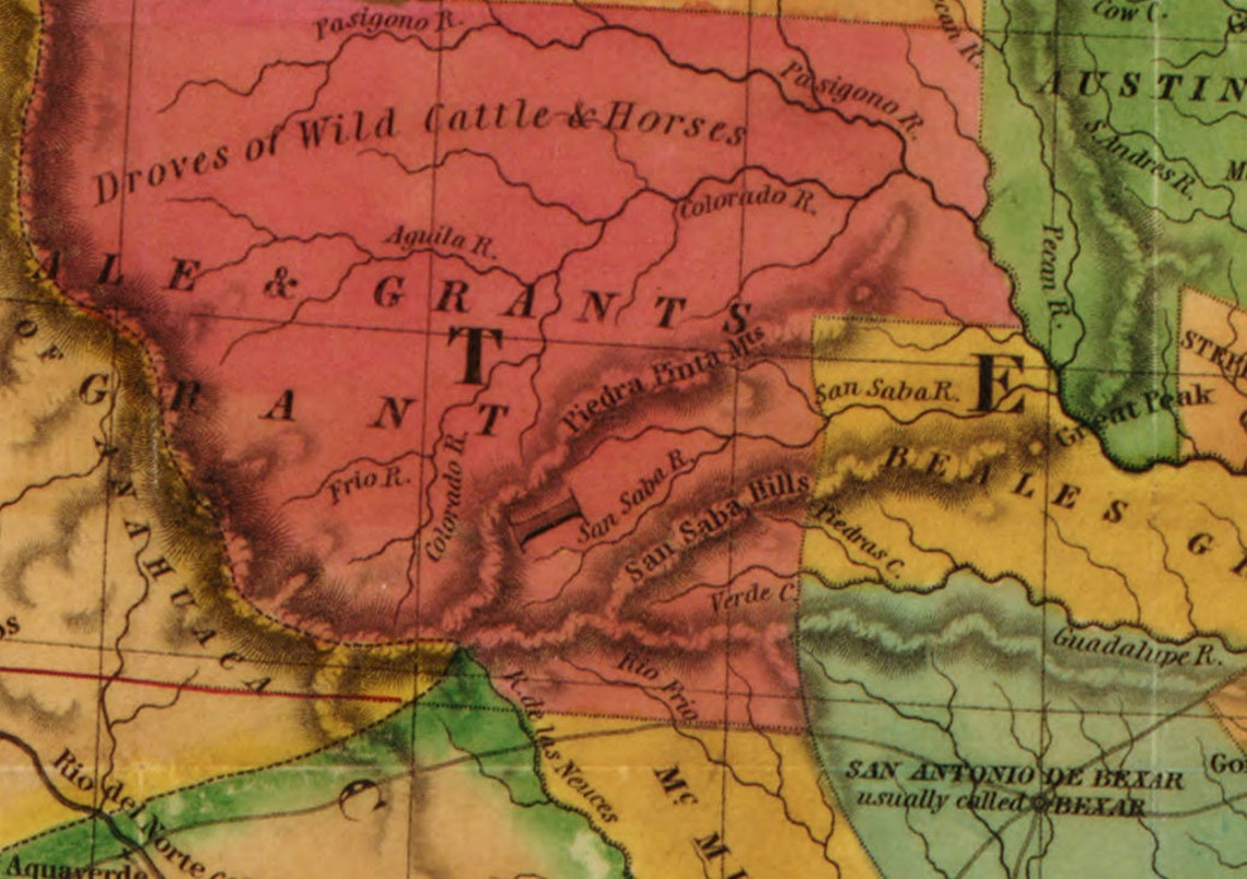 Texas 1835 State Map - Young - Land Grants - Reprint - Etsy