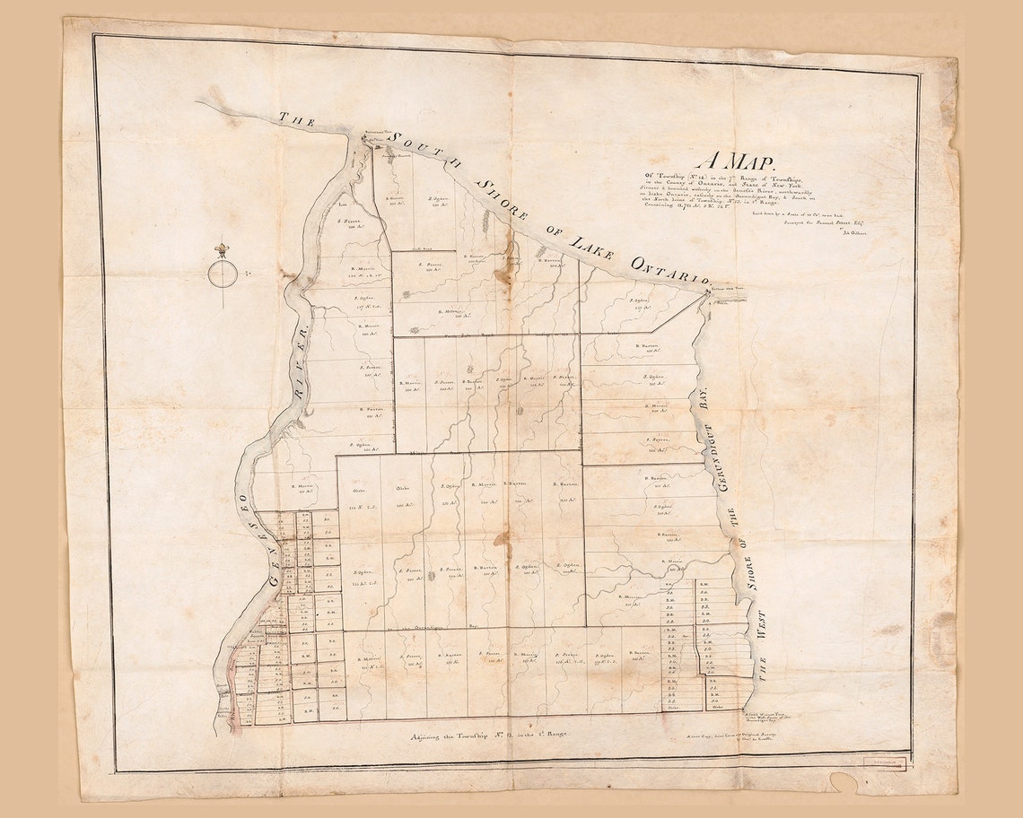 Township No. 14 Irondequoit New York Old Map Reprint 1792 - Etsy