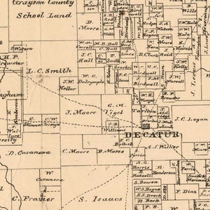 Wise County, Texas 1870xb Old Wall Map Reprint With Land Owners Names ...