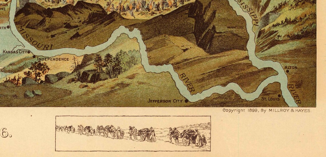 Mormon Pioneers Route 1846 1899 Utah Birds Eye View Reprint - Etsy