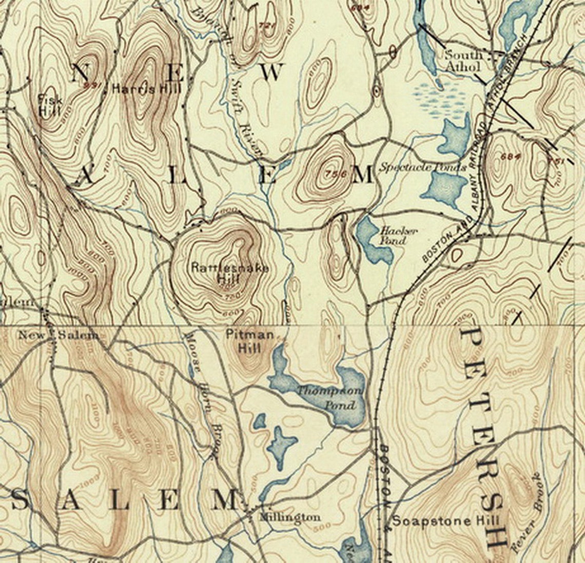 Quabbin Reservoir 1890 USGS Old Topographic Map BEFORE the - Etsy