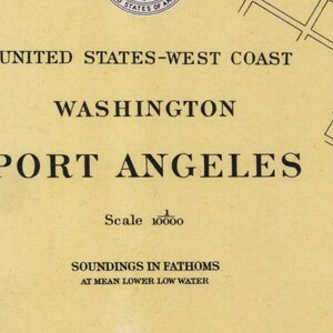 Port Angeles 1940 Nautical Map, Washington Reprint PC Harbors Puget ...