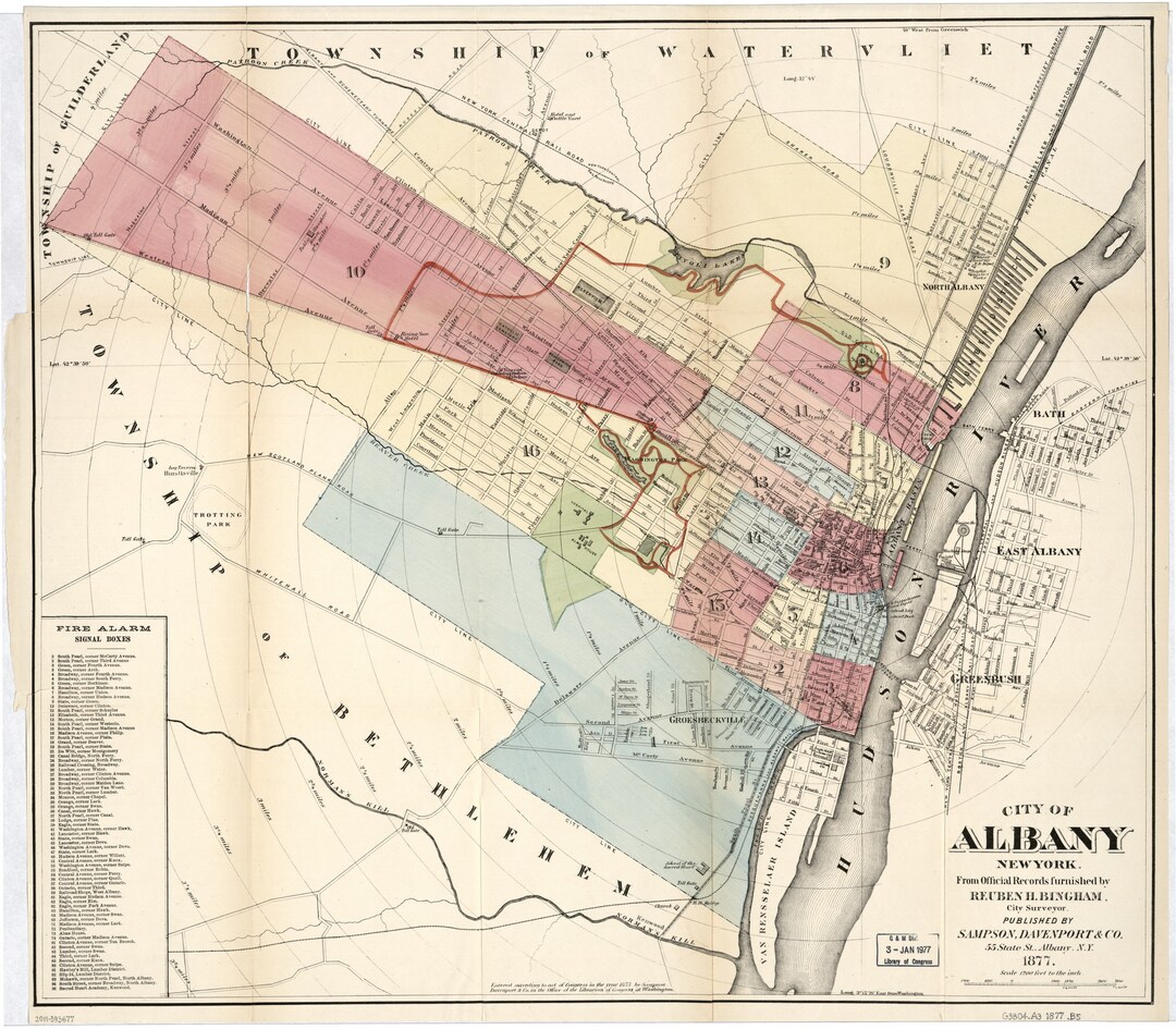 Albany New York Old Map Reprint - 1877 - Albany Co NY Cities Other - Etsy