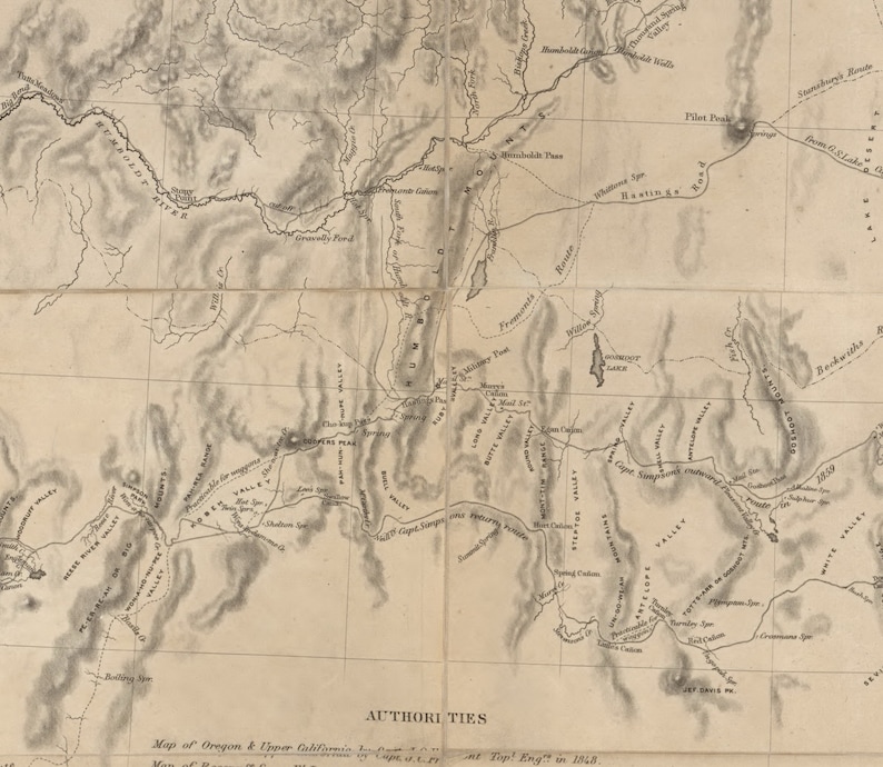 Utah Territory Military 1860 Old Map California Nevada Colorado New ...