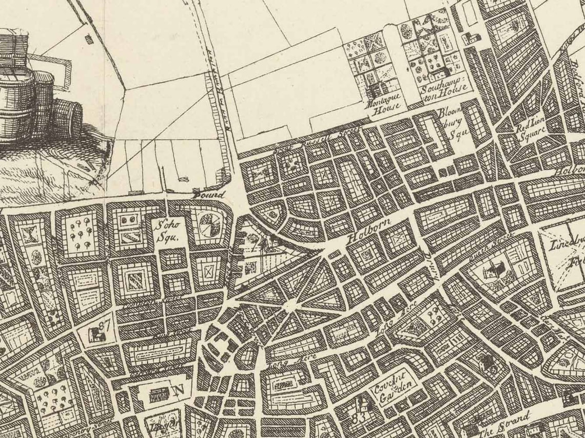 London England 1720 Old Map Reprint - Etsy