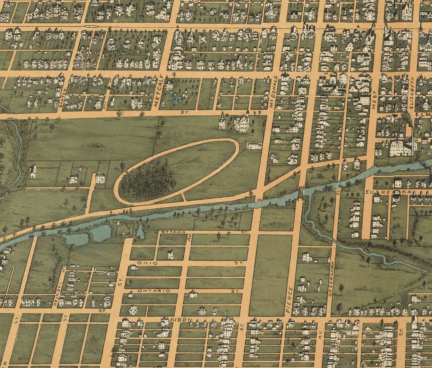 Lima Ohio - 1892 Birds Eye View - Reprint - Etsy