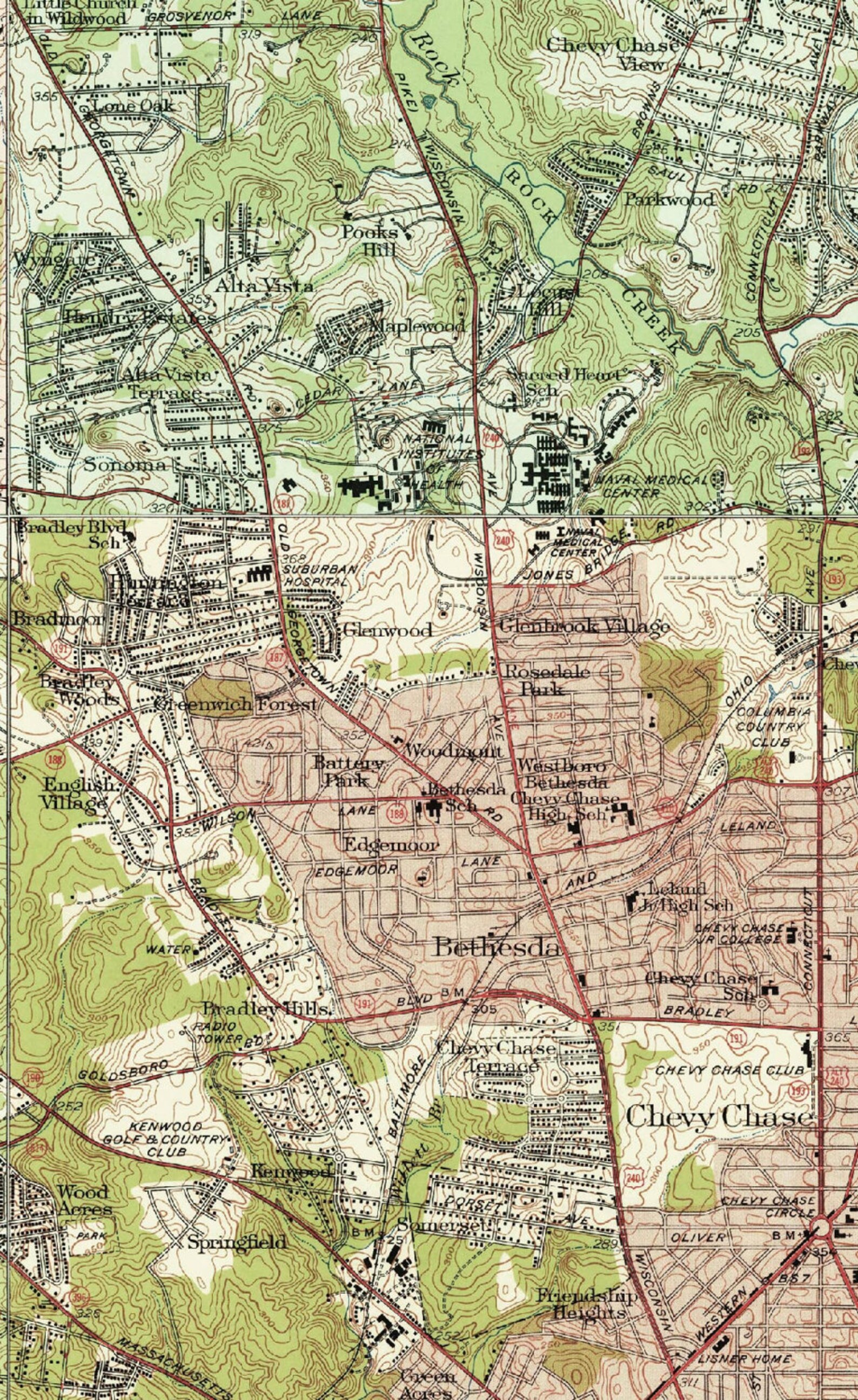 Washington DC Area 1951 Old Topographic Map USGS Custom | Etsy