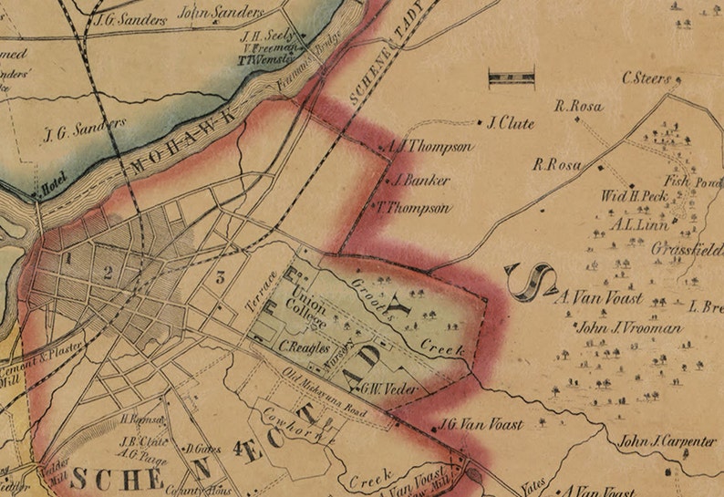 Schenectady County New York 1856 Old Wall Map Reprint With - Etsy