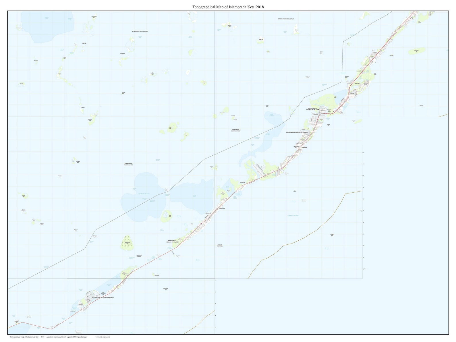Islamorada Key Florida 2018 Old Topo Map A Composite Made | Etsy