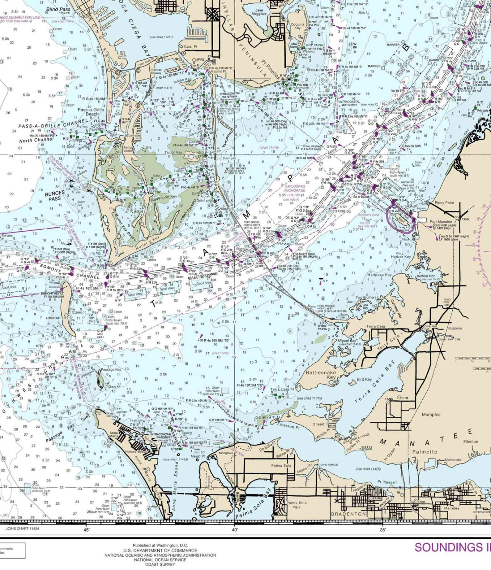 Tampa Bay to St Joseph Sound 2015 Nautical Map Tarpon Springs - Etsy