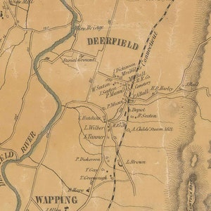 Deerfield Massachusetts 1855 Clark - Old Town Map Reprint - Franklin Co ...