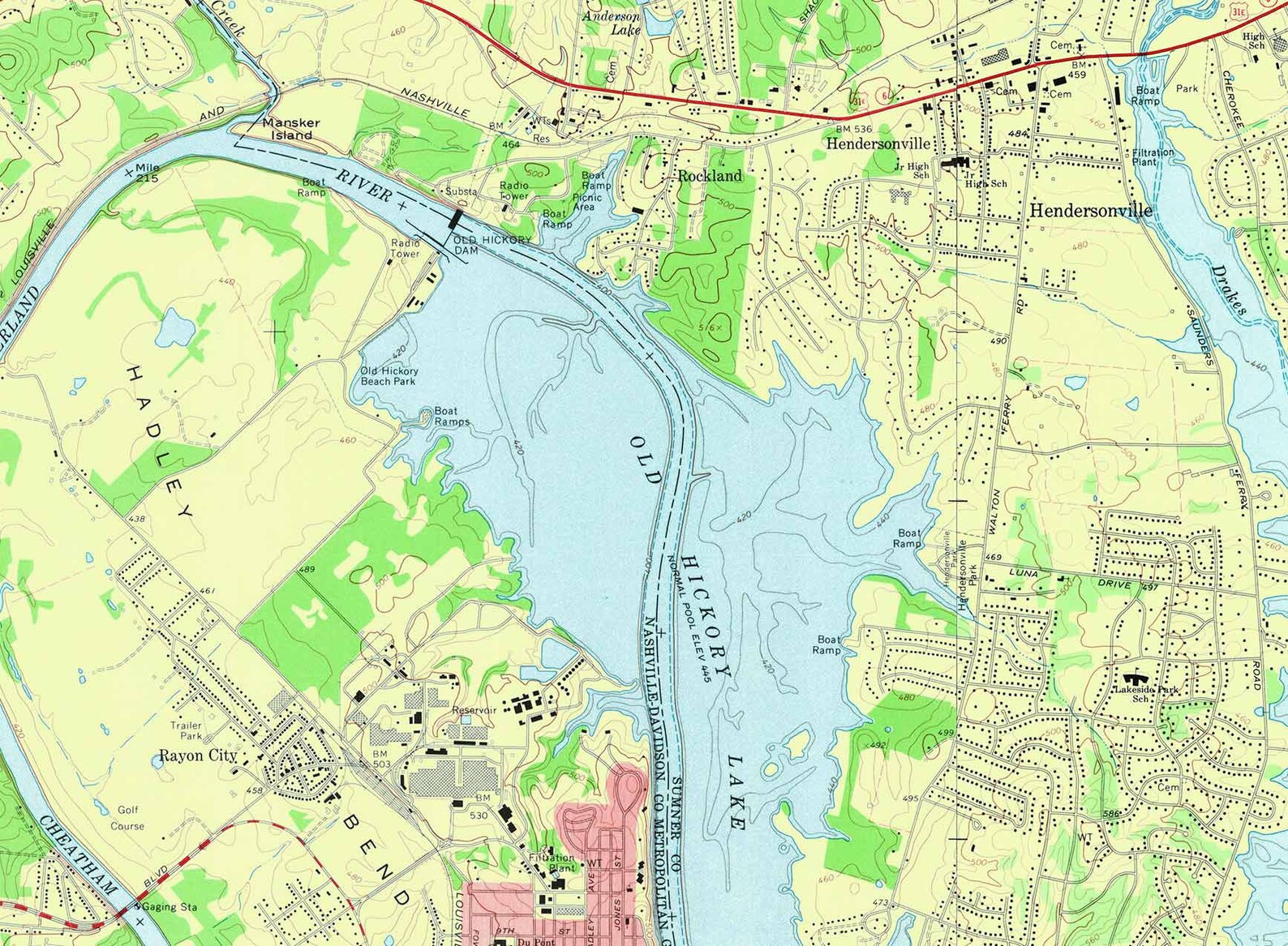 Old Hickory Lake 1968 Old Map western Section Topo Nashville - Etsy