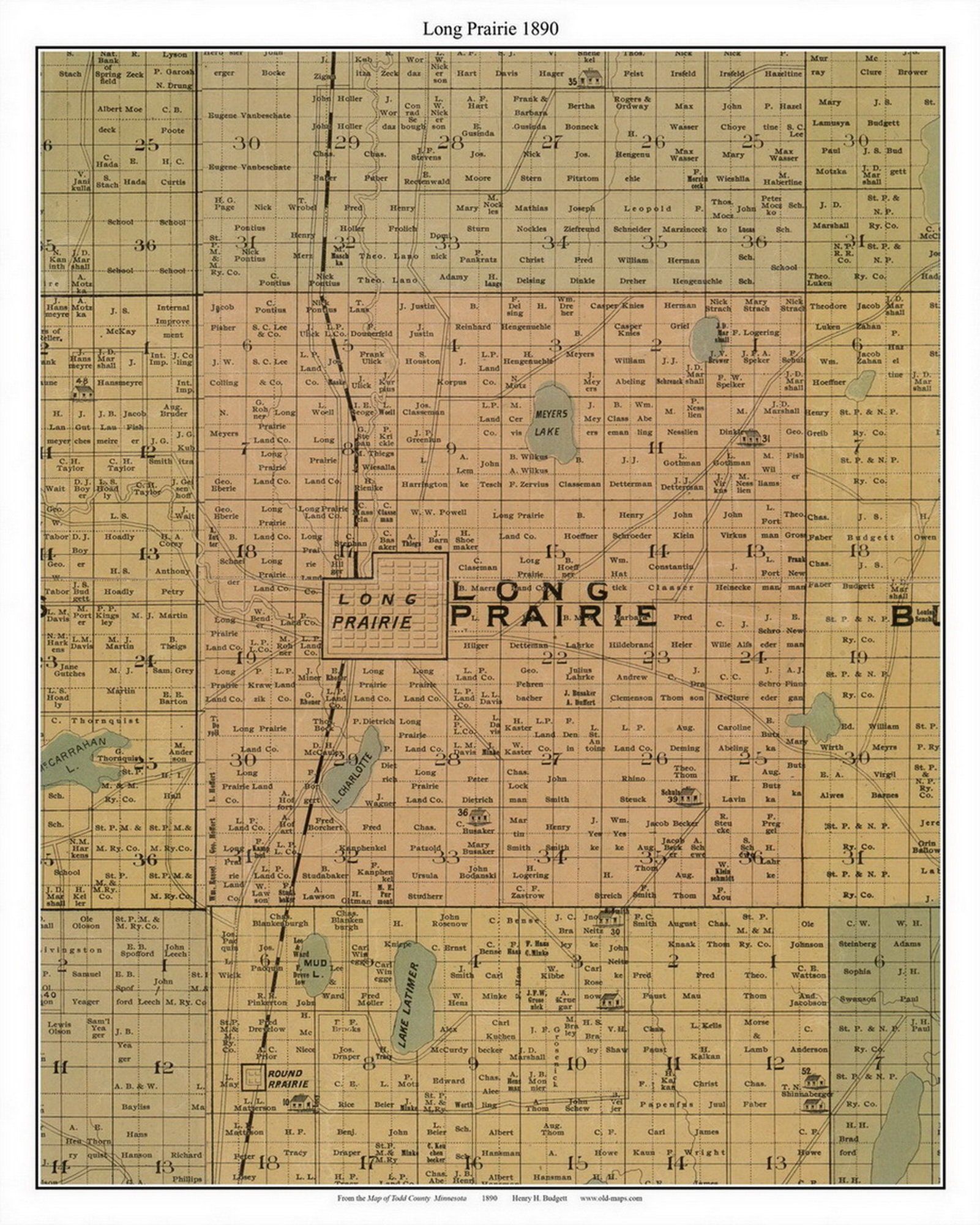 Long Prairie 1890 Old Town Map With Homeowner Names - Etsy