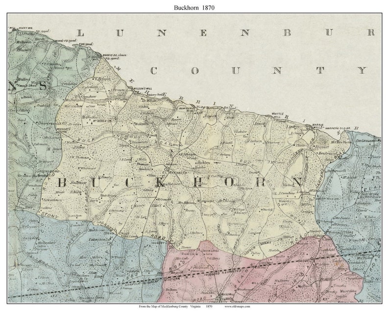 Buckhorn 1870 Old Town Map With Homeowner Names Reprint Genealogy ...