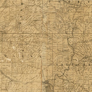 Muskingum County Ohio 1852 - Old Wall Map Reprint With Homeowner Names ...
