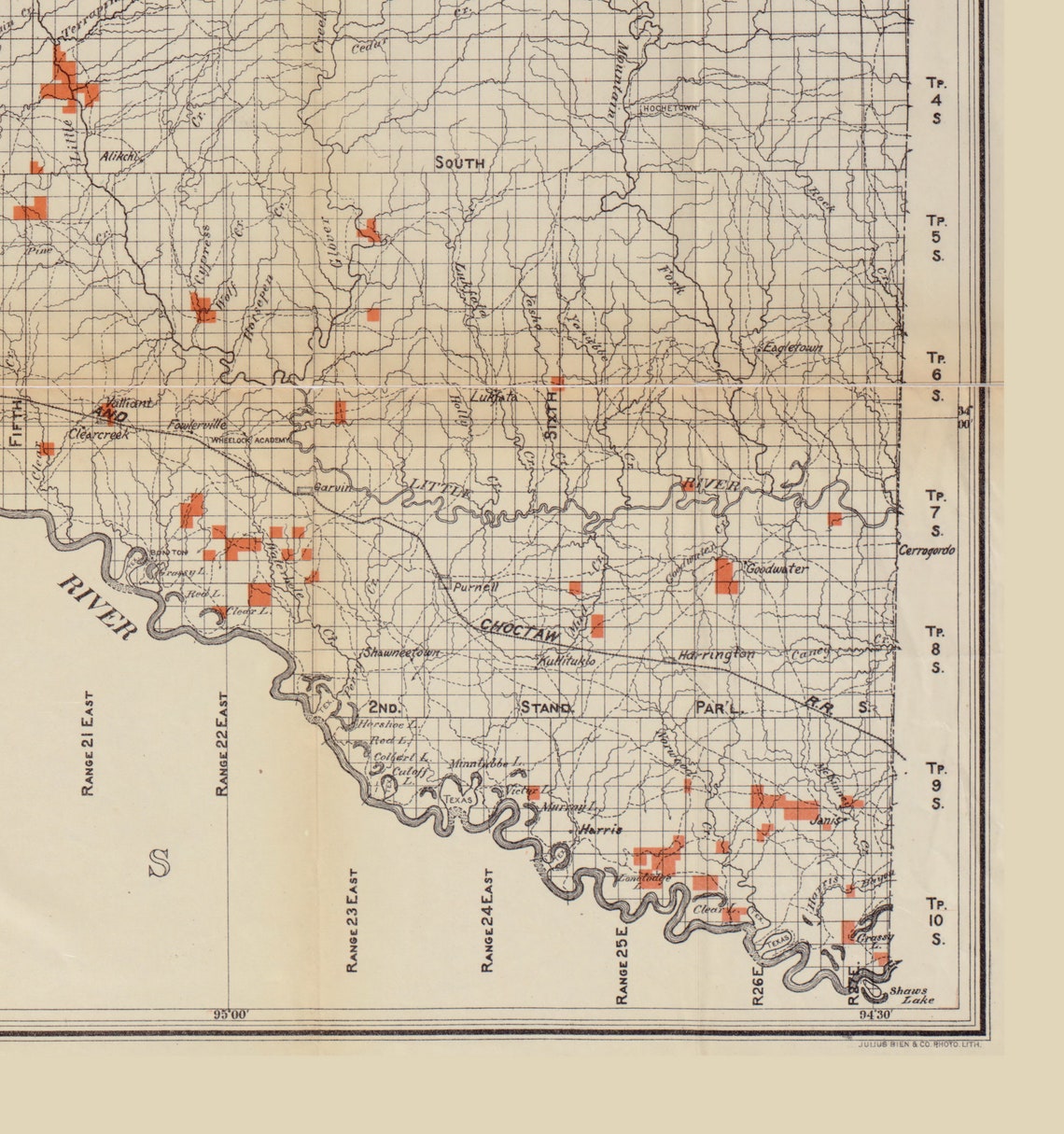 Map of the Choctaw Nation 1903 - Now Part of Oklahoma - Old Wall Map ...