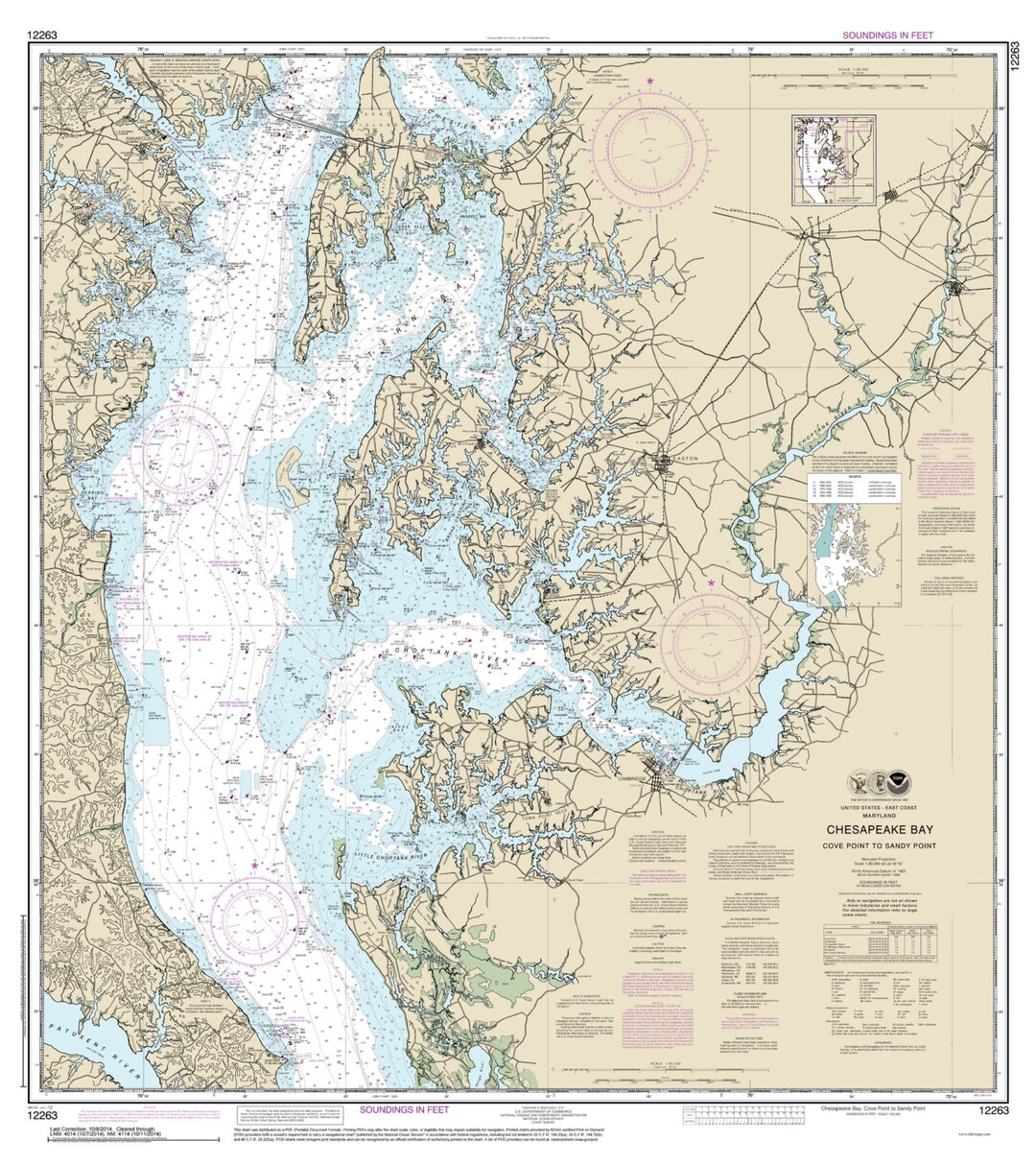 Sandy Point to Susquehanna River 2014 Nautical Map Reprint Chesapeake ...